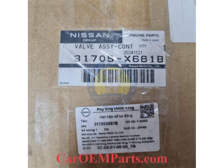 GENUINE NISSAN VALVE ASSY-CONT 31705-X681B