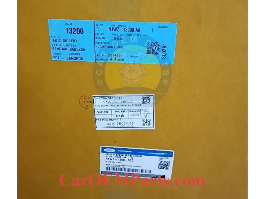 GENUINE FORD HEADLAMP AND FLASHER RH N1WB-1300-5CC, N1WZ-13008-AA