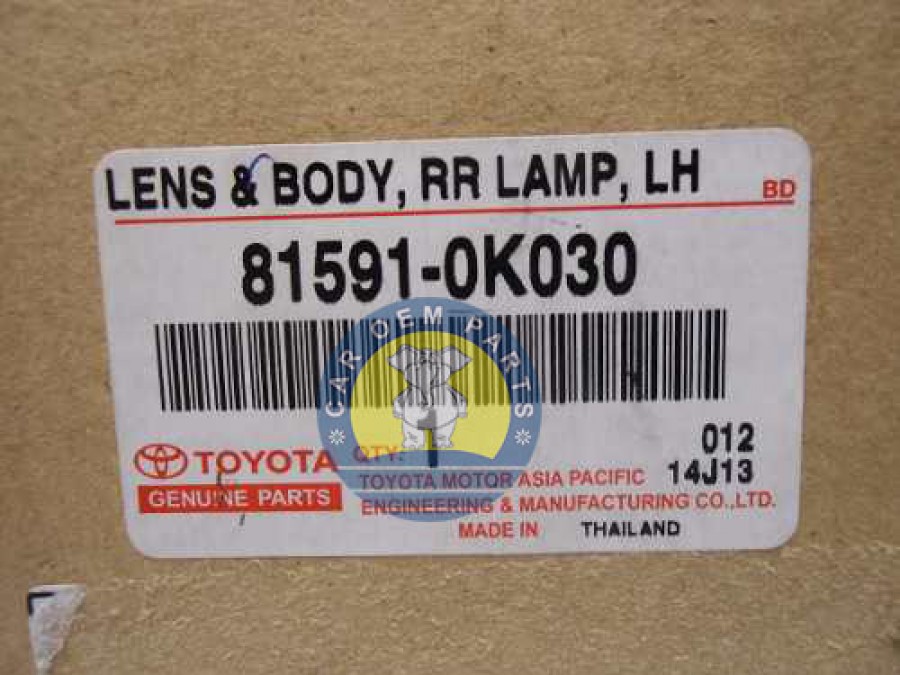 Toyota Lens and Body, Rear Lamp 81591-0K030